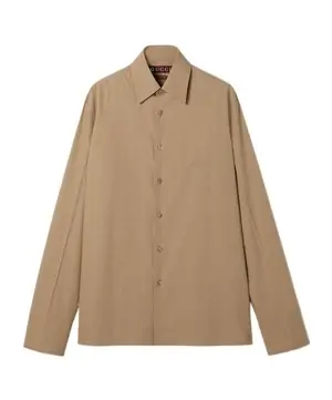 Gucci Embossed Long-sleeve Poplin Shirt