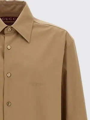 Gucci Embossed Long-sleeve Poplin Shirt