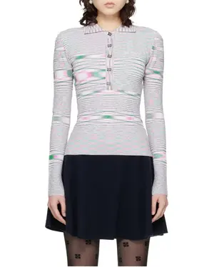 GANNI Spacedyed Knit Polo Shirt - Multicolor