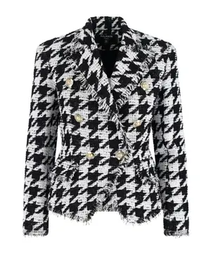 Balmain Houndstooth Tweed Blazer - Black