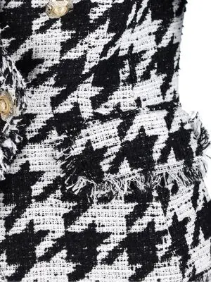 Balmain Houndstooth Tweed Blazer - Black