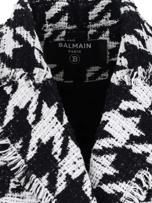 Balmain Houndstooth Tweed Blazer - Black