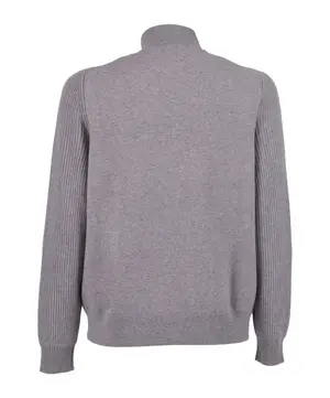 LARDINI Ribbed-panel Wool Cardigan