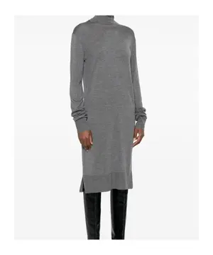 TOTEME Turtleneck Long-sleeve Ribbed Dress - Gray