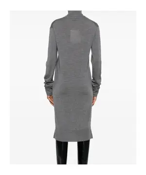 TOTEME Turtleneck Long-sleeve Ribbed Dress - Gray