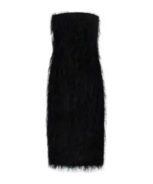 FERRAGAMO Strapless Feathered Dress