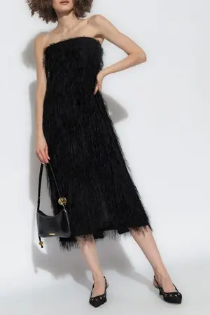 FERRAGAMO Strapless Feathered Dress