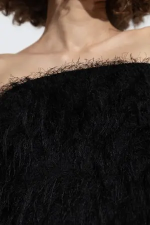 FERRAGAMO Strapless Feathered Dress