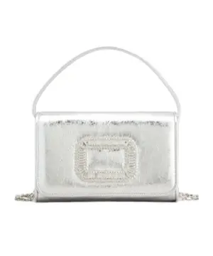 ROGER VIVIER Pilgrim Embellished Micro Tote Bag - Silver