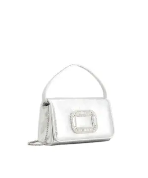 ROGER VIVIER Pilgrim Embellished Micro Tote Bag - Silver