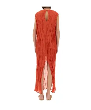 ALYSI Metallic Gauze Maxi Dress - Red