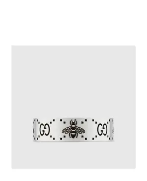 Gucci Gg And Bee Engraved Wide Ring