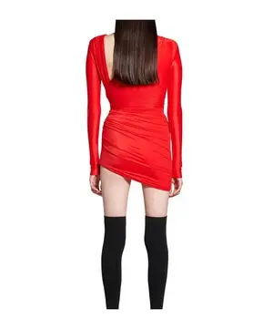 Balenciaga Long-sleeve Gathered V-neck Dress