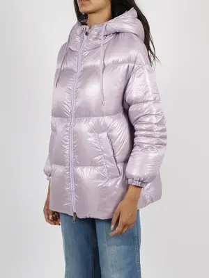 Herno Metallic Hooded Down Jacket - Purple