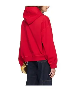 GANNI Red Graphic Cropped Hoodie - Cherry Red