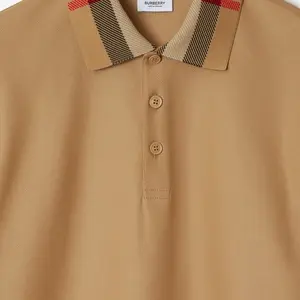 Burberry Check Collar Short Sleeved Polo Shirt - Light Brown