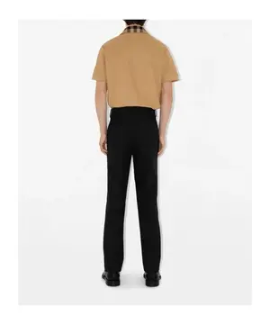 Burberry Check Collar Short Sleeved Polo Shirt - Light Brown