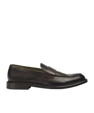 DOUCAL'S Apron-stitch Leather Loafers - Black