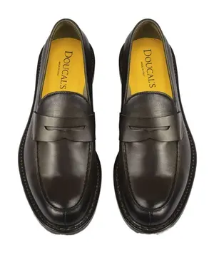 DOUCAL'S Apron-stitch Leather Loafers - Black