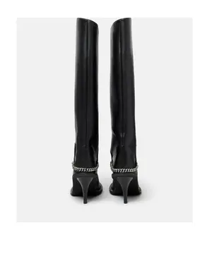 Stella McCartney Ryder Knee-high Stiletto Boots With Chain Detailing - Black