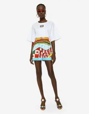 Dolce & Gabbana Printed High-waisted Shorts