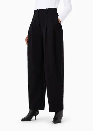 Emporio Armani Pleated High-rise Casual Pants - Black