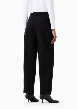 Emporio Armani Pleated High-rise Casual Pants - Black