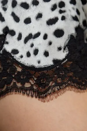 Dolce & Gabbana Leopard Print Satin Shorts With Lace Trim