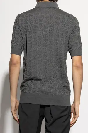Dolce & Gabbana Dolce Gabbana Dg Logo Jacquard Knitted Polo Shirt