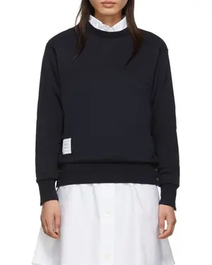 Thom Browne Rwb-striped Crewneck Sweatshirt - Navy Blue