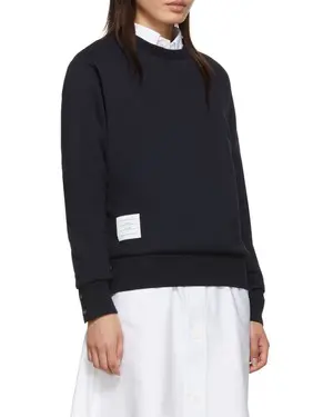 Thom Browne Rwb-striped Crewneck Sweatshirt - Navy Blue