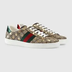 Gucci Ace Gg Supreme Bee Sneakers - Gray