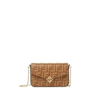 Fendi Ff Diamonds Chain-linked Wallet - Brown