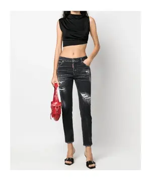 Dsquared2 Straight-leg Distressed Jeans - Black