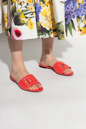 Dolce & Gabbana Dg Logo Flat Slides - Red