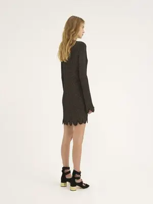 Chloé Ribbed-knit Mini Dress With Scalloped Lace Trim