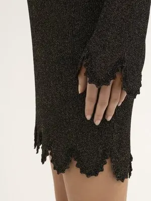 Chloé Ribbed-knit Mini Dress With Scalloped Lace Trim
