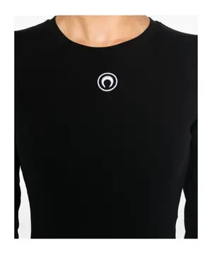 MARINE SERRE Logo Detailed Long Sleeve Mini Dress - Black