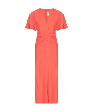 Victoria Beckham Short Sleeve Crepe Midi Dress - Orange