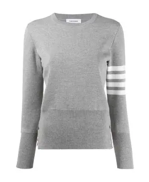 Thom Browne Thom Browne Milano Stitch Classic 4-Bar Pullover Light Gray