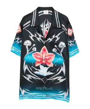 Casablanca Orchid-print Silk Shirt - Black