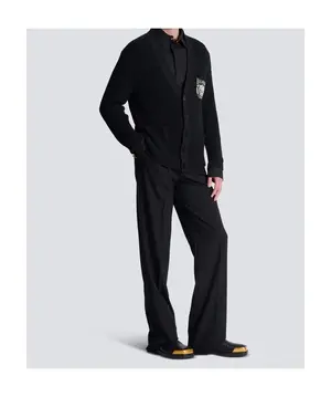 Balmain Tube Knit Cardigan With Embroidered Patch