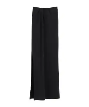 Jacquemus Peplo Maxi Skirt With Pleated Detailing And Slit - Black