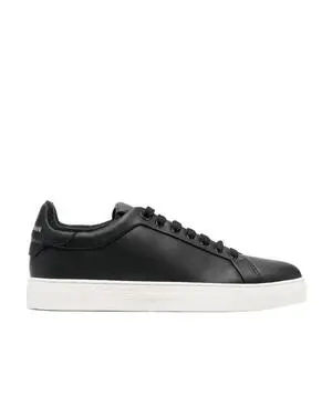 Emporio Armani Logo Print Lace-up Sneakers - Black