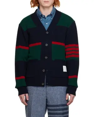 Thom Browne 4-bar Striped Knitted Cardigan