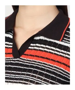 ROBERTO COLLINA Striped Knitted Polo Shirt