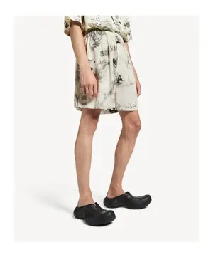 Balenciaga Printed Elastic Waist Shorts - Grey