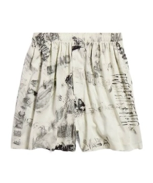 Balenciaga Printed Elastic Waist Shorts - Grey