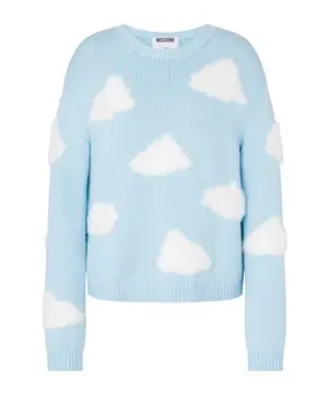 Moschino Crew Neck Cloud Motif Sweater