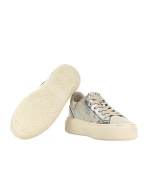 Hogan Sneakers With 'h' Logo And Lace-up Closure - Silver